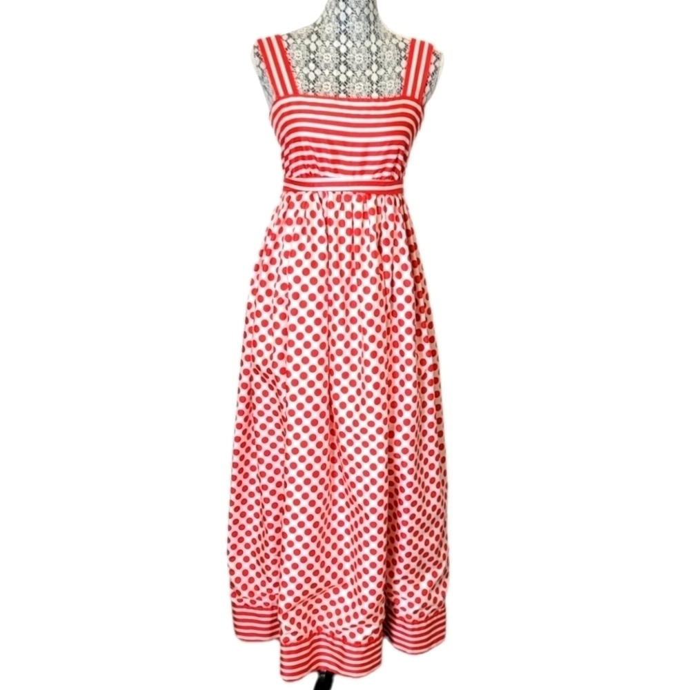 Vintage Dominic Rompollo Polka Dot And Striped Dress … - Gem
